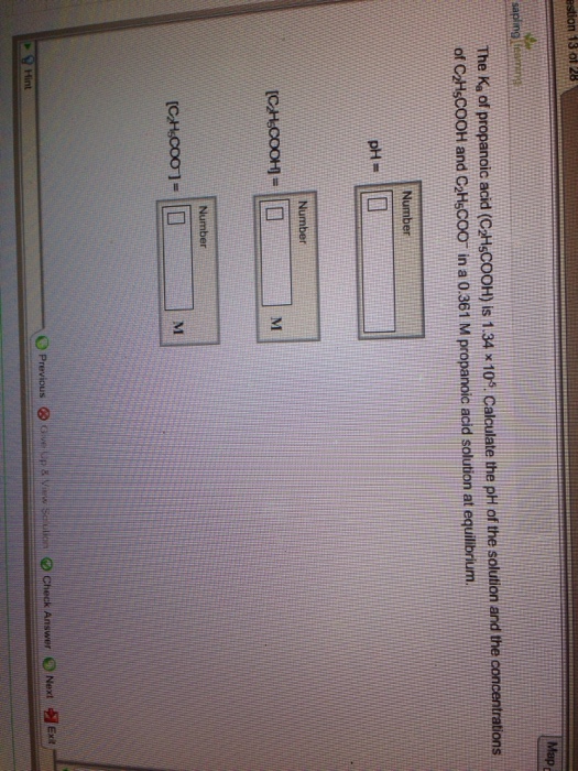 Solved The Ks of propanoic acid (C_2H_5COOH) is 1.34 times | Chegg.com