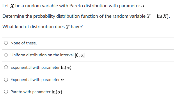 Solved Let X be a random variable with Pareto distribution | Chegg.com