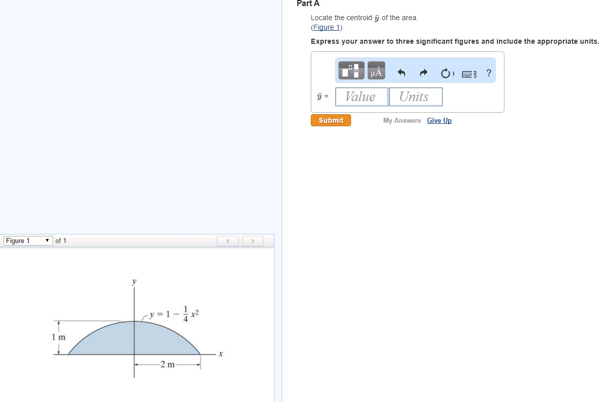 Solved Locate the centroid y- of the area. Express your | Chegg.com