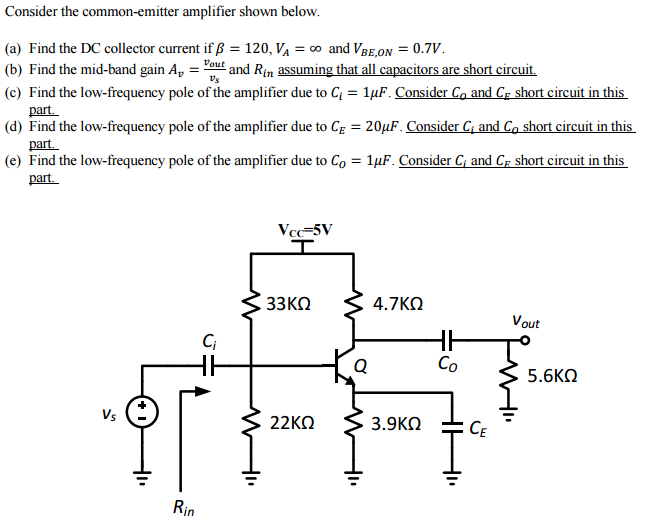 Solved Consider the common-emitter amplifier shown below. | Chegg.com