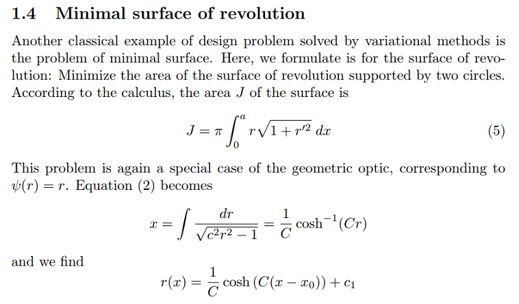 Solved 1. In the problem of the minimal surface of | Chegg.com