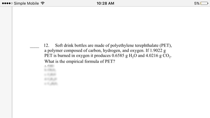 Solved Soft drink bottles are made of polyethylene | Chegg.com