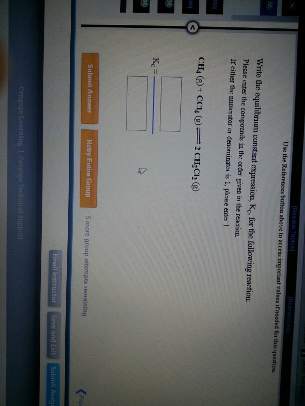 Solved Write The Equilibrium Constant Expression Kc For 9255