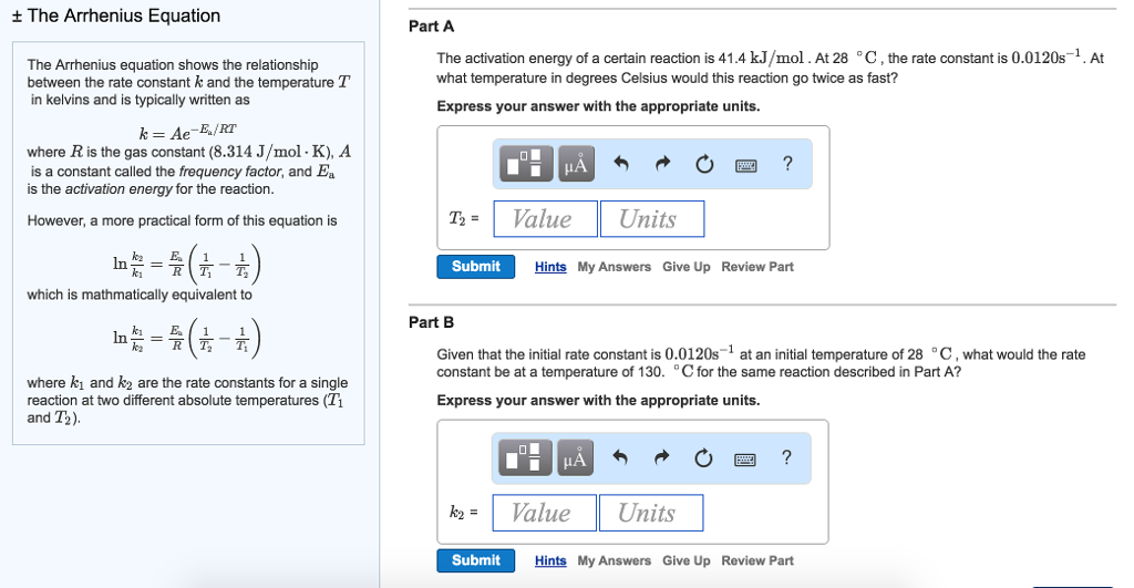 Solved The Arrhenius Equation The Arrhenius equation shows | Chegg.com
