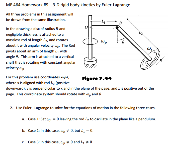 Solved Use Euler ?Lagrange to solve for the equations of | Chegg.com
