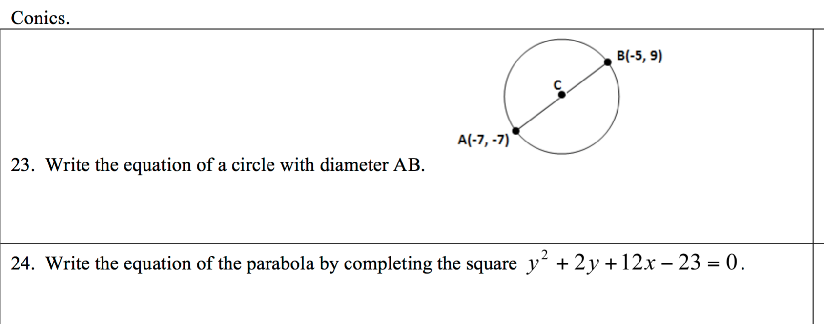 Solved Write the equation of a circle with diameter AB. | Chegg.com