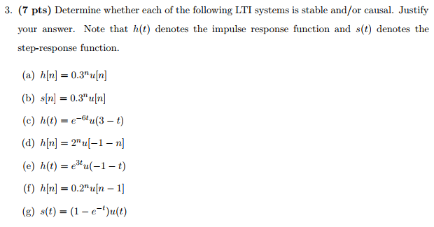Solved Determine whether each of the following LTI systems | Chegg.com