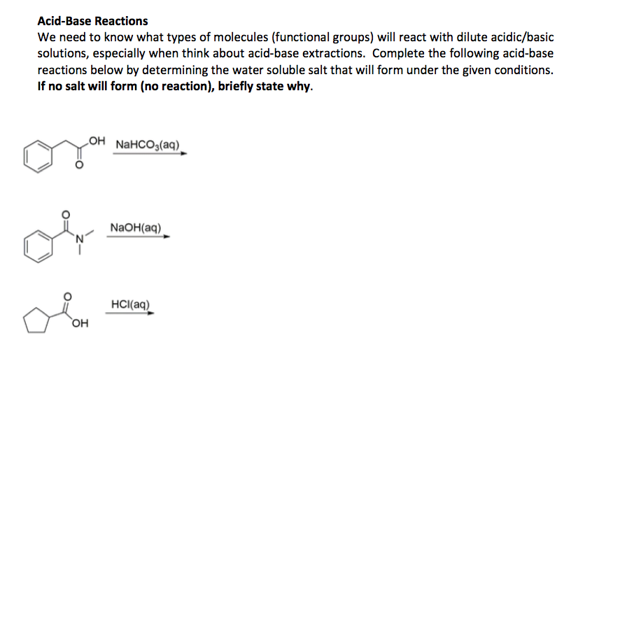 Solved Acid-Base Reactions We need to know what types of | Chegg.com