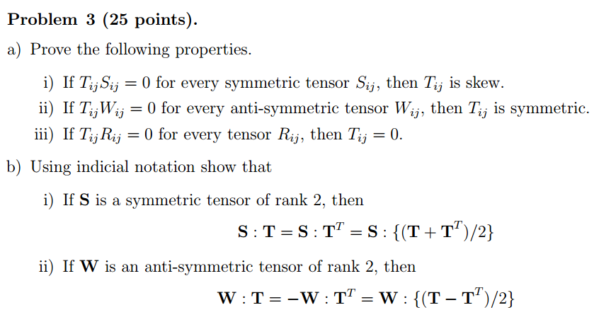Problem 3 (25 points) a) Prove the following | Chegg.com
