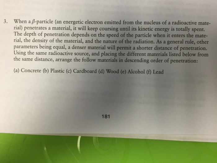 Solved When a beta-particle (an energetic electron emitted | Chegg.com
