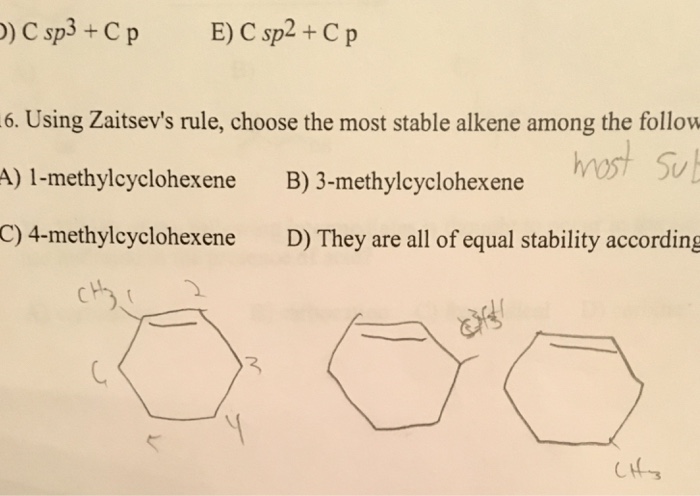 Solved Using Zaitsev's rule, choose the most stable alkene | Chegg.com