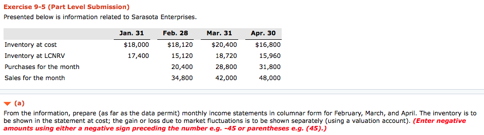 Solved Exercise 9-5 (Part Level Submission) Presented below | Chegg.com