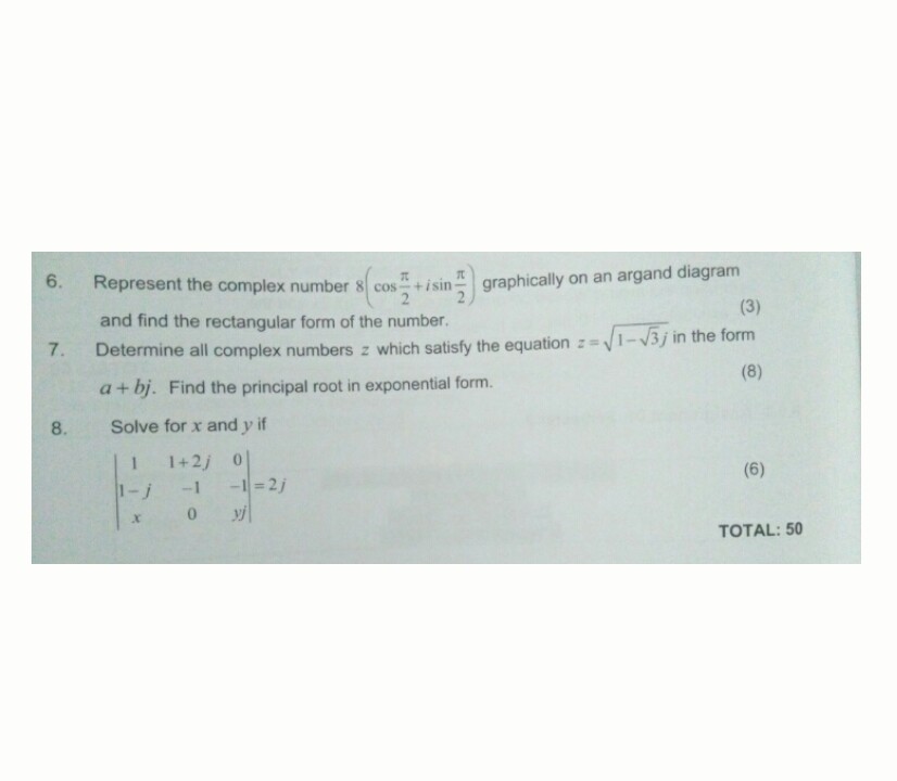 Solved Represent the complex numbers 8(cos pi/2 + i sin | Chegg.com