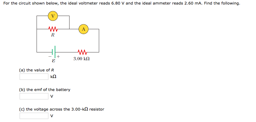 Solved For the circuit shown below, the ideal voltmeter | Chegg.com