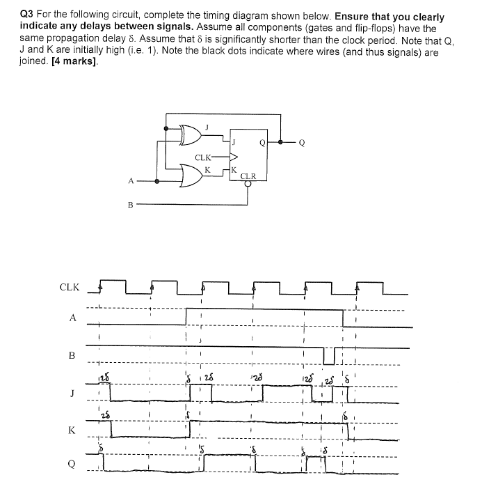 Solved Q3 For the following circuit, complete the timing | Chegg.com