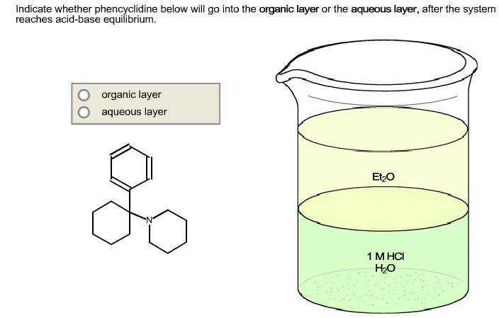 Solved Indicate whether phencyclidine below will go into the | Chegg.com