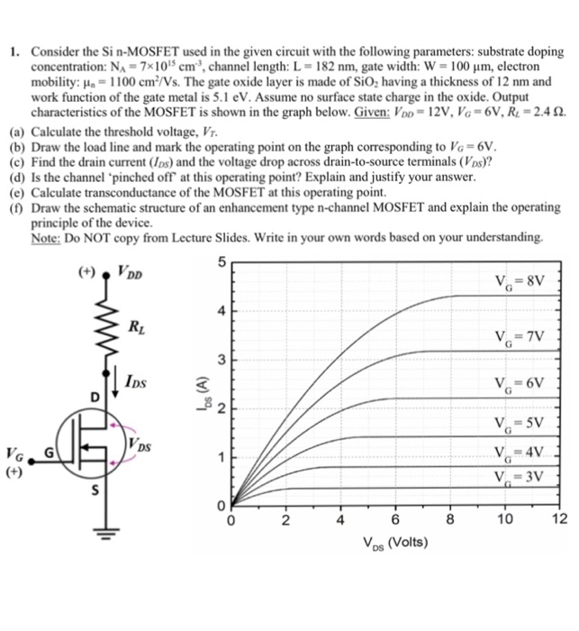 Consider the Si n-MOSFET used in the given circuit | Chegg.com