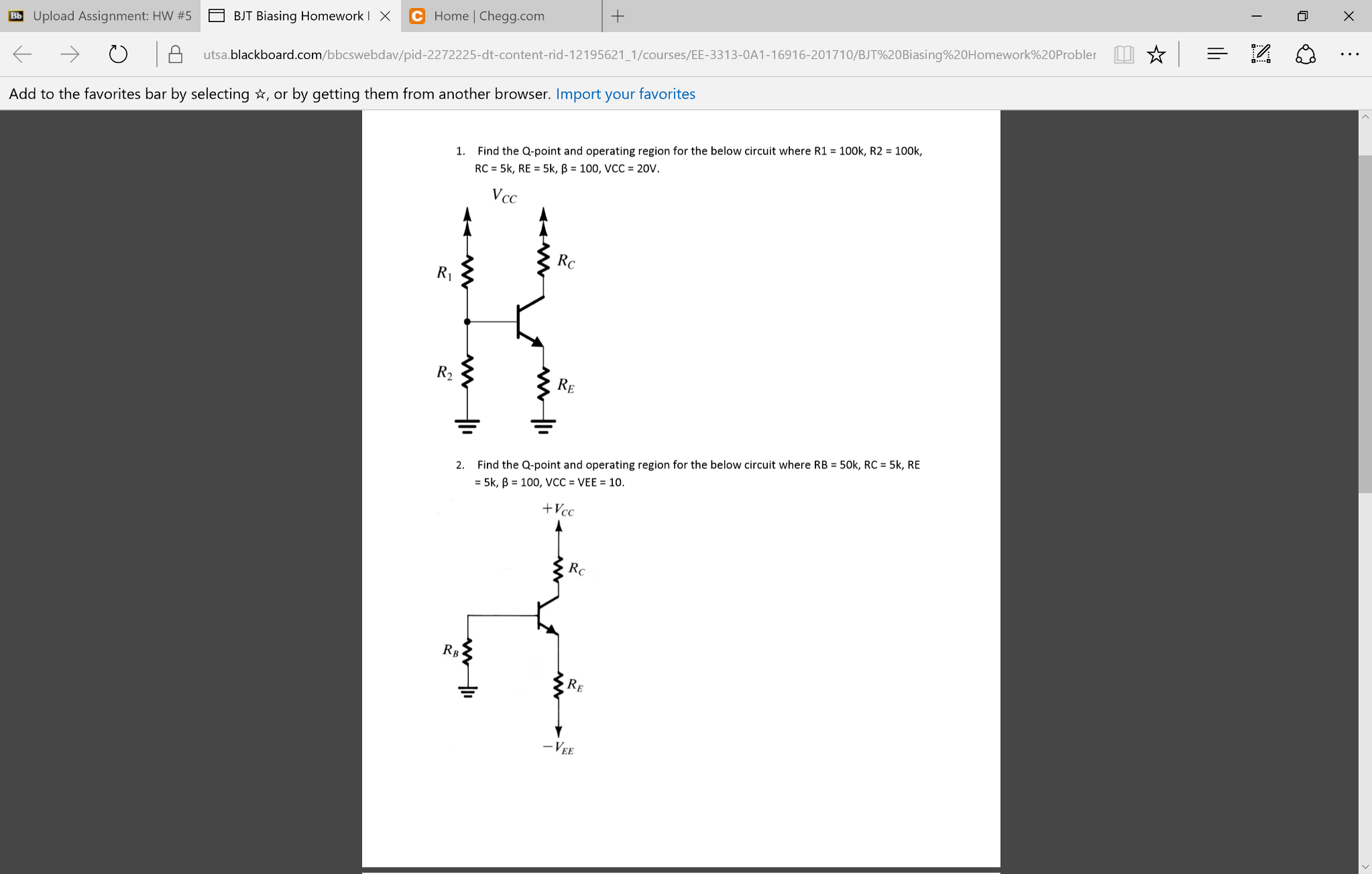 Solved Find the Q-point and operating region for the below | Chegg.com