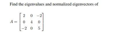 Solved Find the eigenvalues and normalized eigenvectors of 2 | Chegg.com