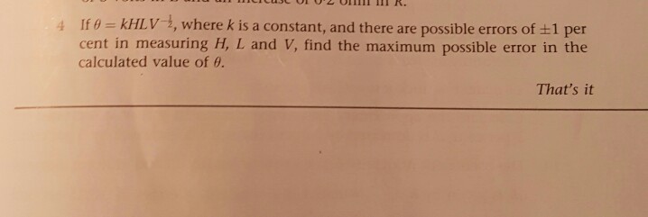 Solved If θ Khlv 1 Where K Is A Constant And There Are