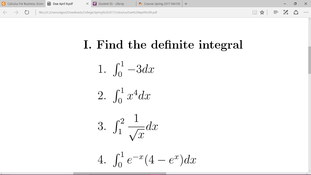 Solved Find the definite integral integral^1_0 -3dx | Chegg.com