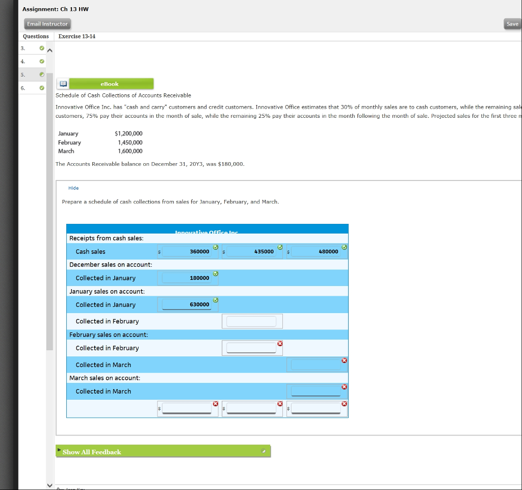 Solved Schedule of Cash Collections of Accounts Receivable | Chegg.com