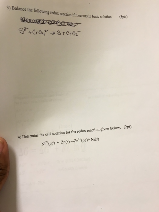 Solved Balance the following redox reaction if ii occurs in | Chegg.com Solved Balance the following redox reaction if ii occurs in | Chegg.com