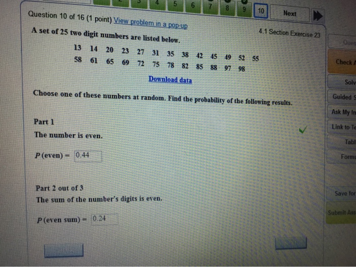 Solved A set of 25 two digit numbers are listed below. | Chegg.com