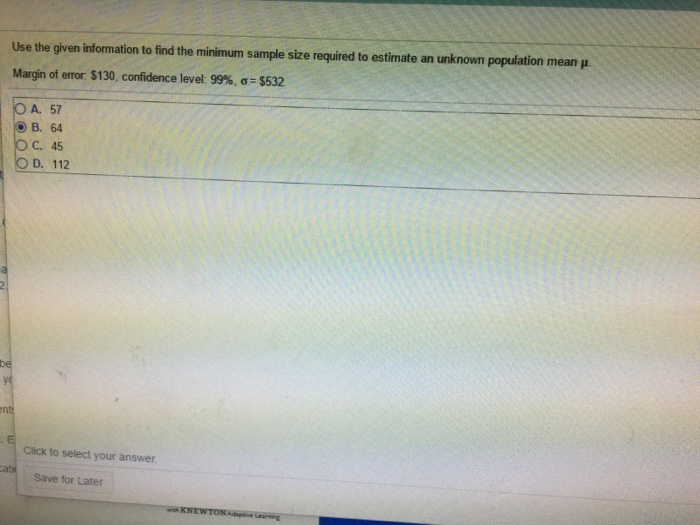 Solved Use the given information to find the minimum sample | Chegg.com