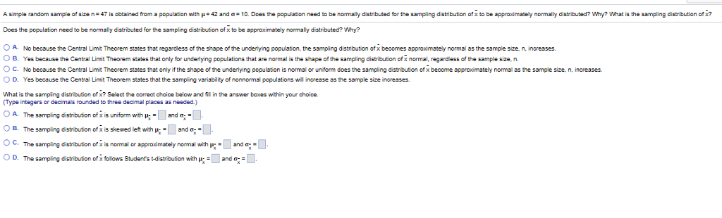 Solved A simple random sample of size n = 47 is obtained | Chegg.com