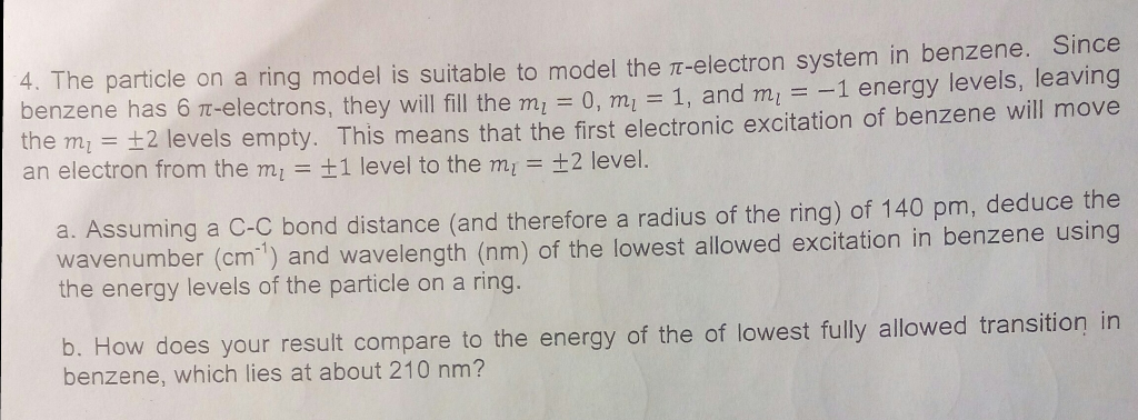 Solved The particle on a ring model is suitable to model the | Chegg.com
