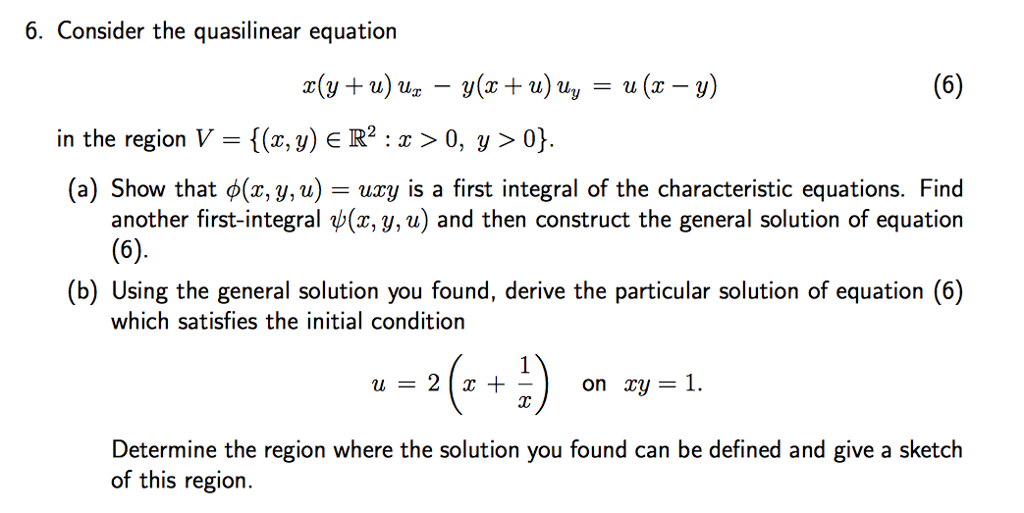 Solved 6. Consider the quasilinear equation in the region V | Chegg.com