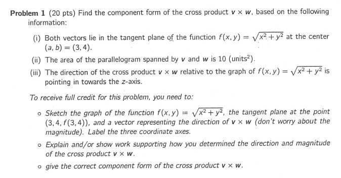 Solved Find the component form of the cross product v x w | Chegg.com