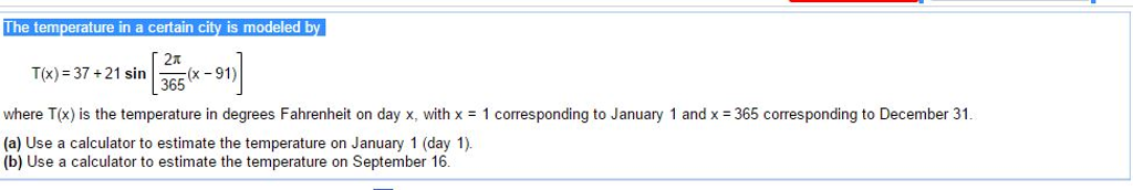 Solved The temperature in a certain city is modeled by T(x) | Chegg.com