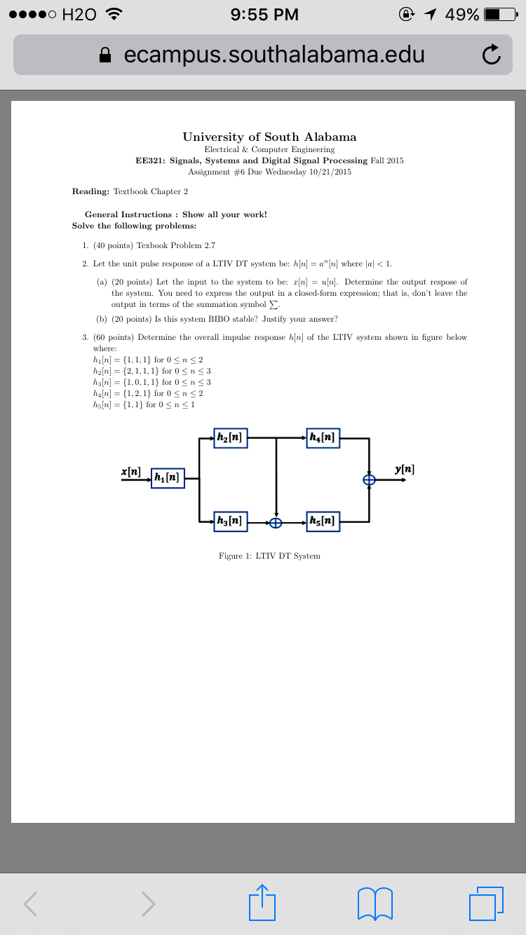 Solved 9:55 PM a ecampus.southalabama.edu C University of | Chegg.com
