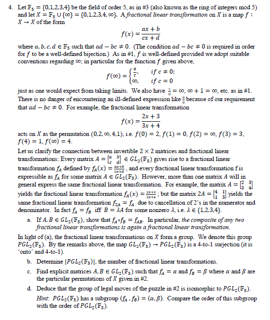 Let F_5 = {0,1,2,3,4} be the field of order 5, as in | Chegg.com