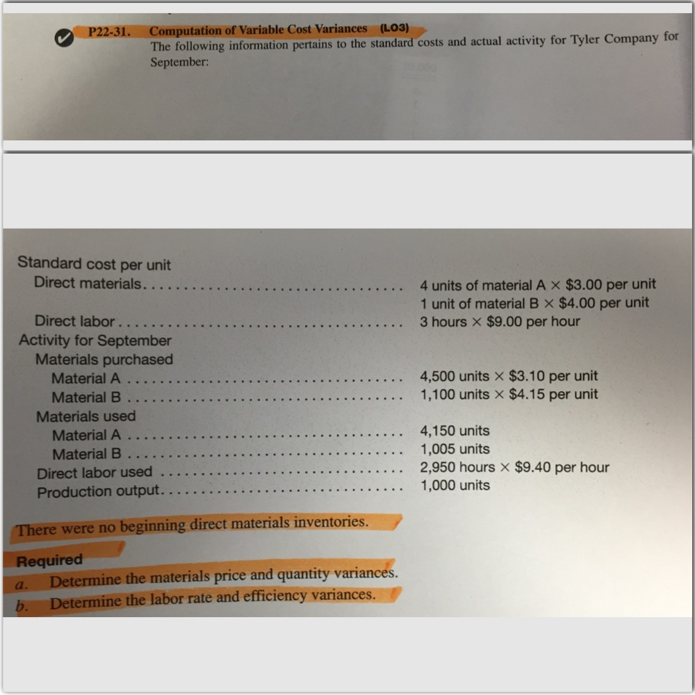 Solved Computation of Variable Cost Variances The following | Chegg.com