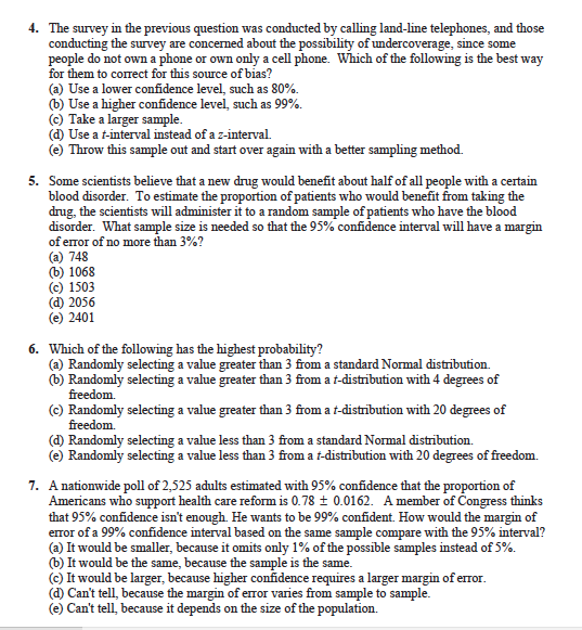 Solved The survey in the previous question was conducted by | Chegg.com