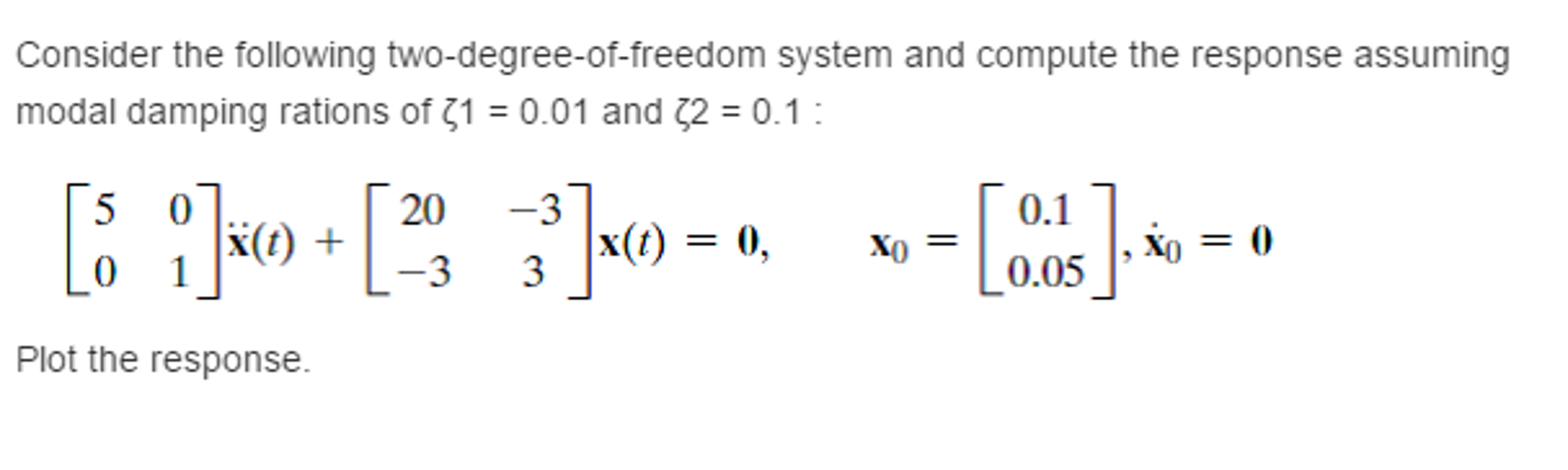 Solved Consider the following two-degree-of-freedom system | Chegg.com