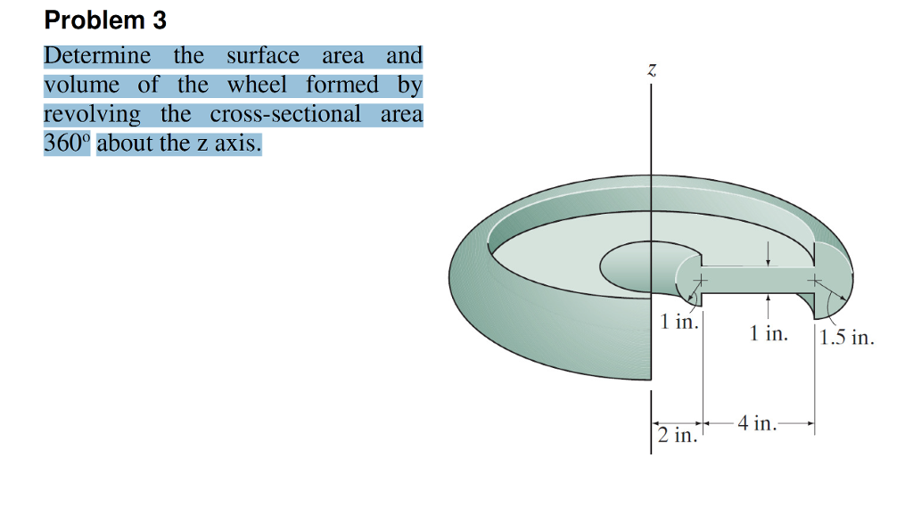 Solved Determine the surface area and volume of the wheel | Chegg.com