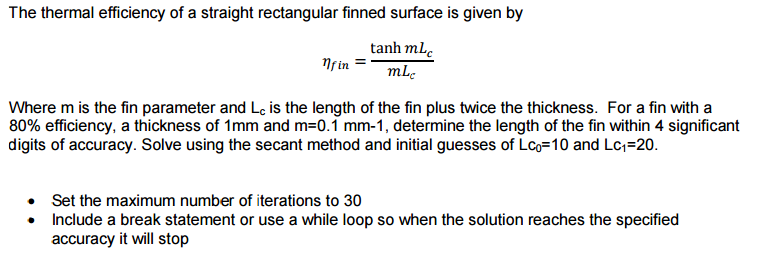 Solved The thermal efficiency of a straight rectangular | Chegg.com