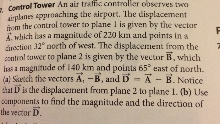 Solved Control Tower An air traffic controller observes two | Chegg.com
