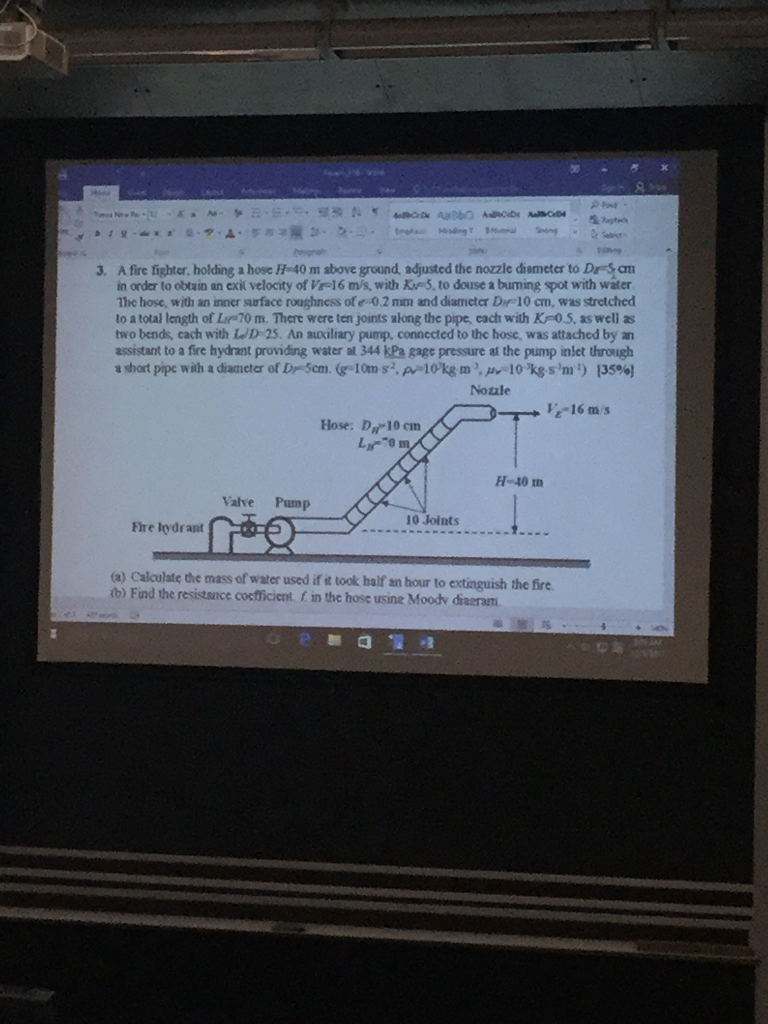 Solved 3. A fire fighter, holding a hose H-40 m above | Chegg.com