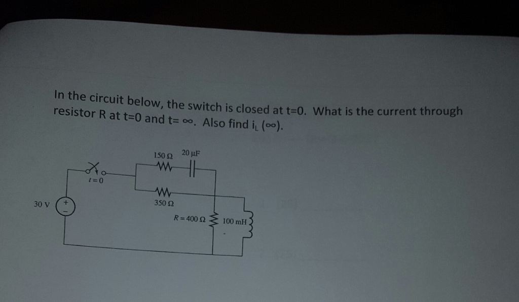 Solved In the circuit the switch closes at t=0 after being | Chegg.com