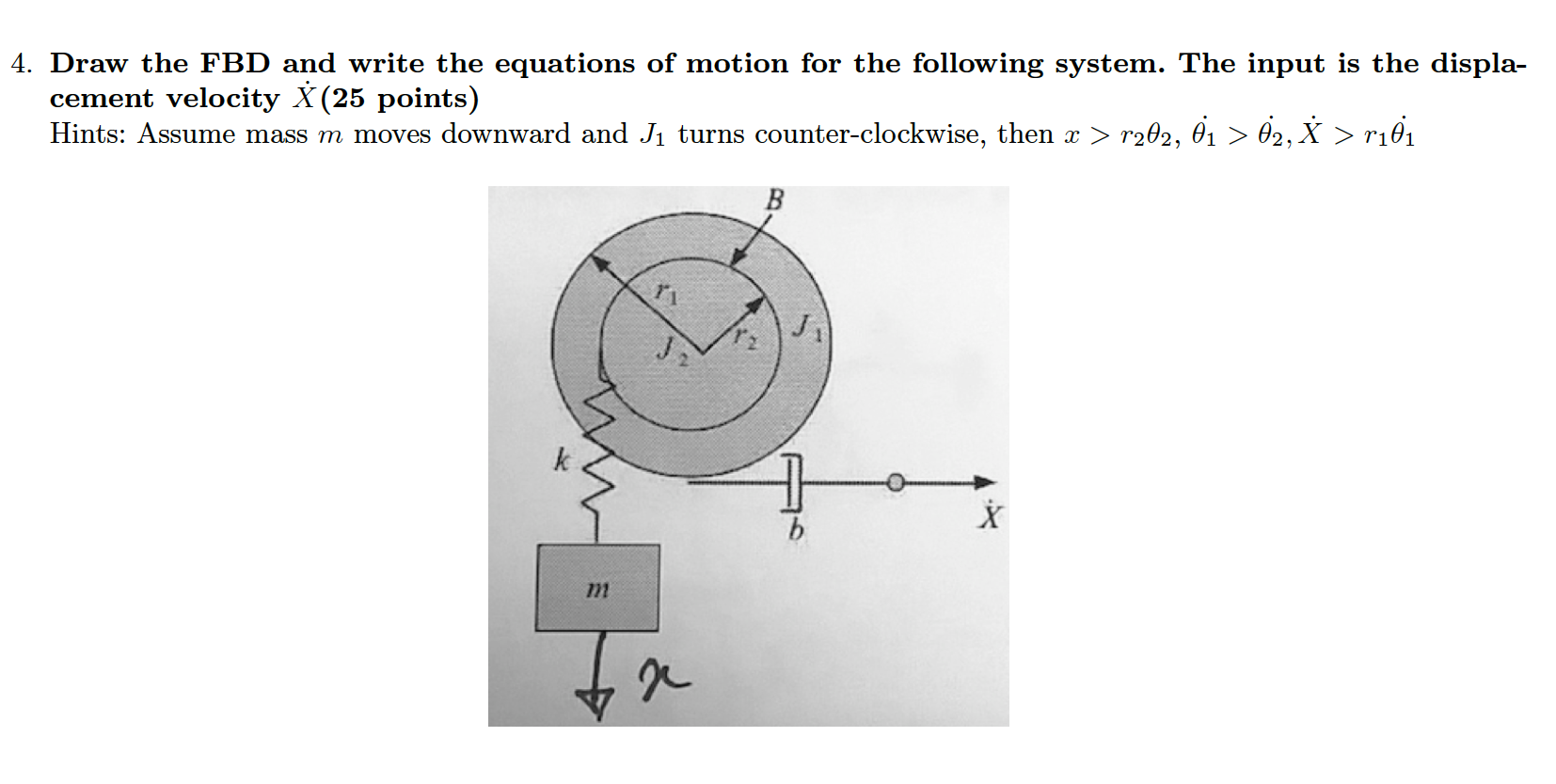 Solved Draw the FBD and write the equations of motion for | Chegg.com