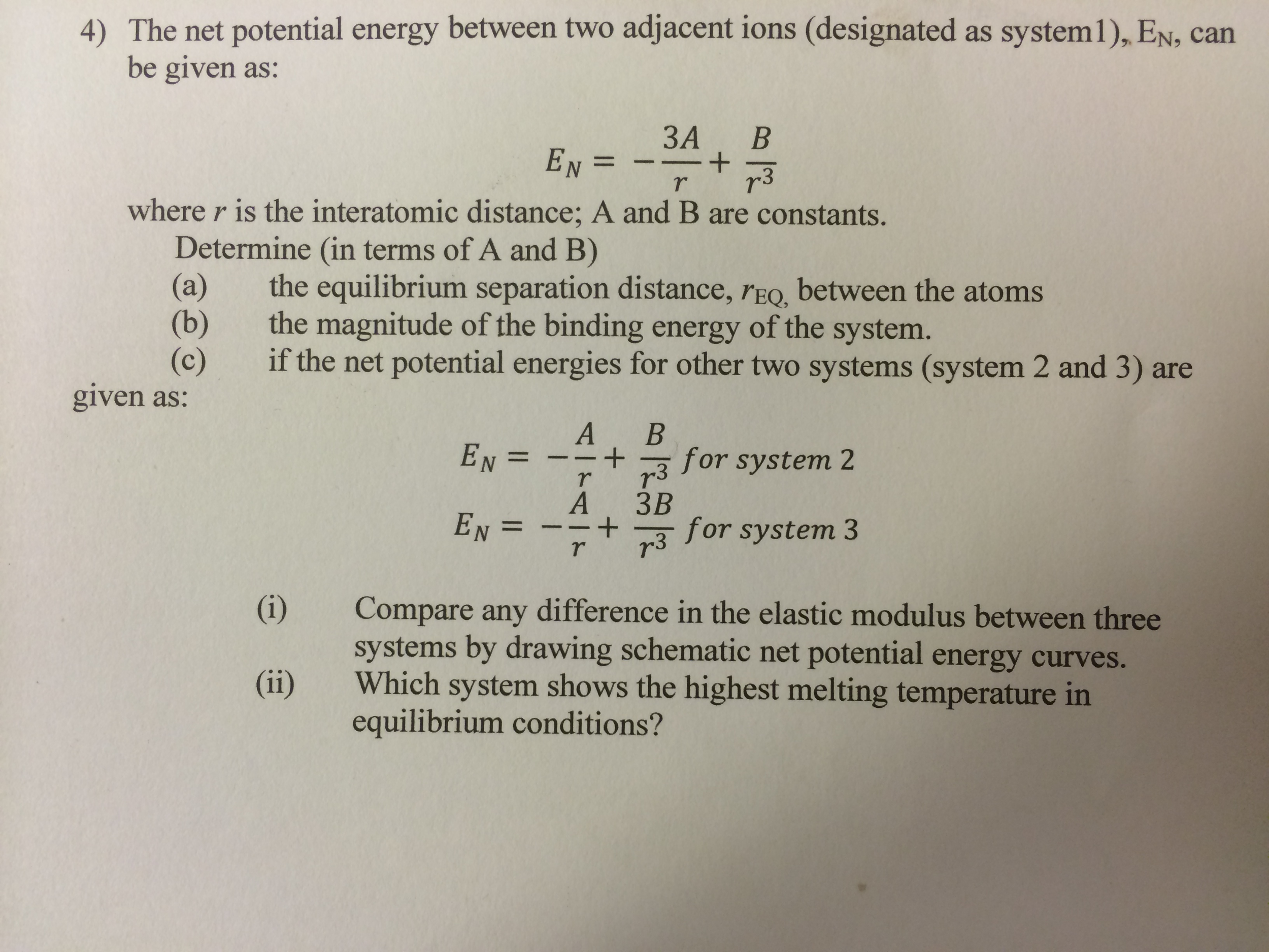 Solved The net potential energy between two adjecent ions | Chegg.com