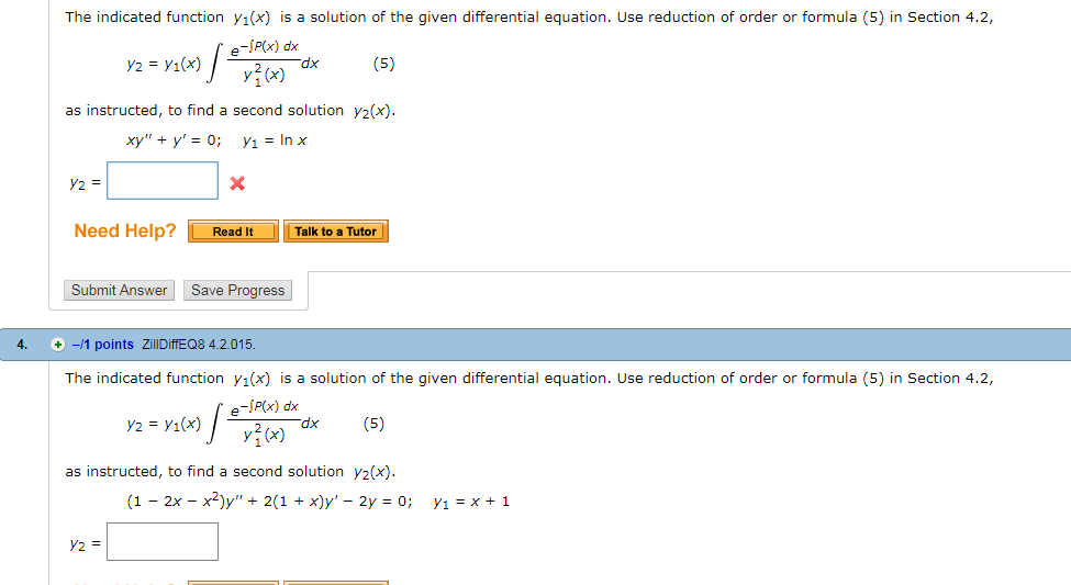 Solved The indicated function yix) is a solution of the | Chegg.com