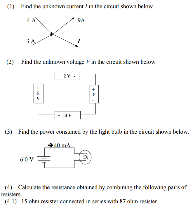 Solved Find the unknown current I in the circuit shown | Chegg.com