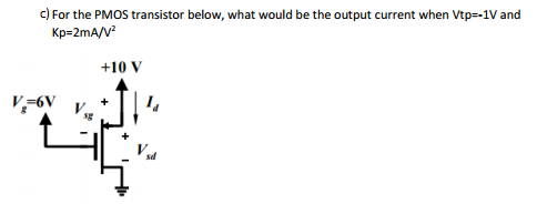 Solved For the PMOS transistor below, what would be the | Chegg.com