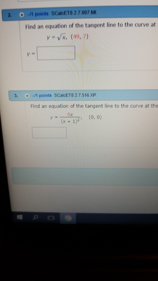 Solved 2. -1 points SCalcE T8 2 7.007 MI Find an equation of | Chegg.com